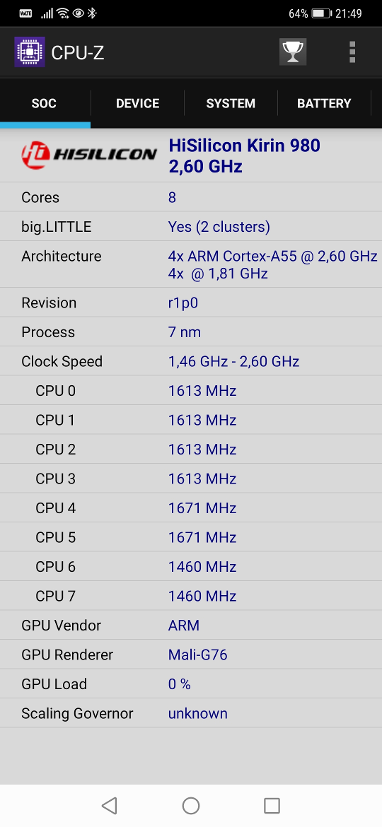 How to find CPU information (type and model) on Android